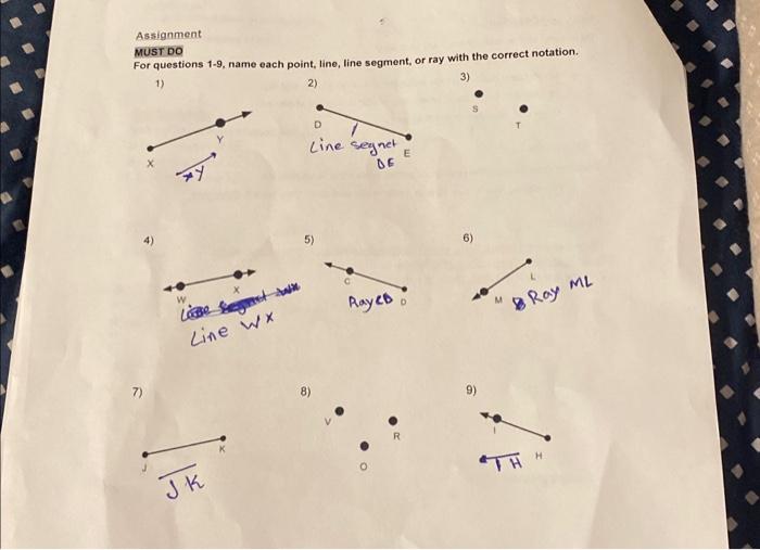 Solved MUST DO For questions 1−9, name each point, line, | Chegg.com