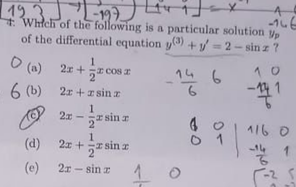 Solved What of the following is a particular solution | Chegg.com