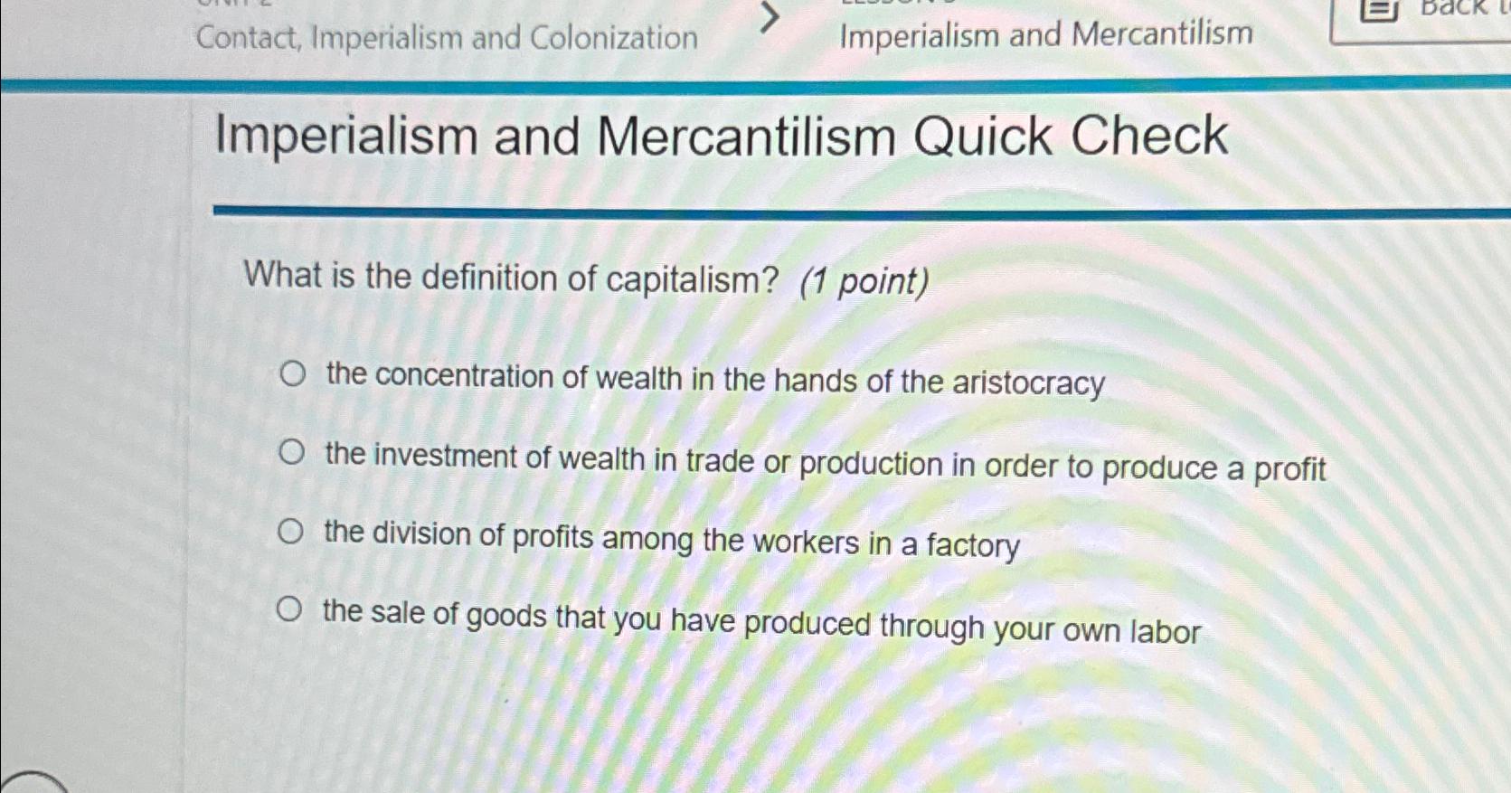 Solved Contact, Imperialism and ColonizationImperialism and | Chegg.com