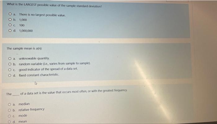 Solved What is the LARGEST possible value of the sample | Chegg.com