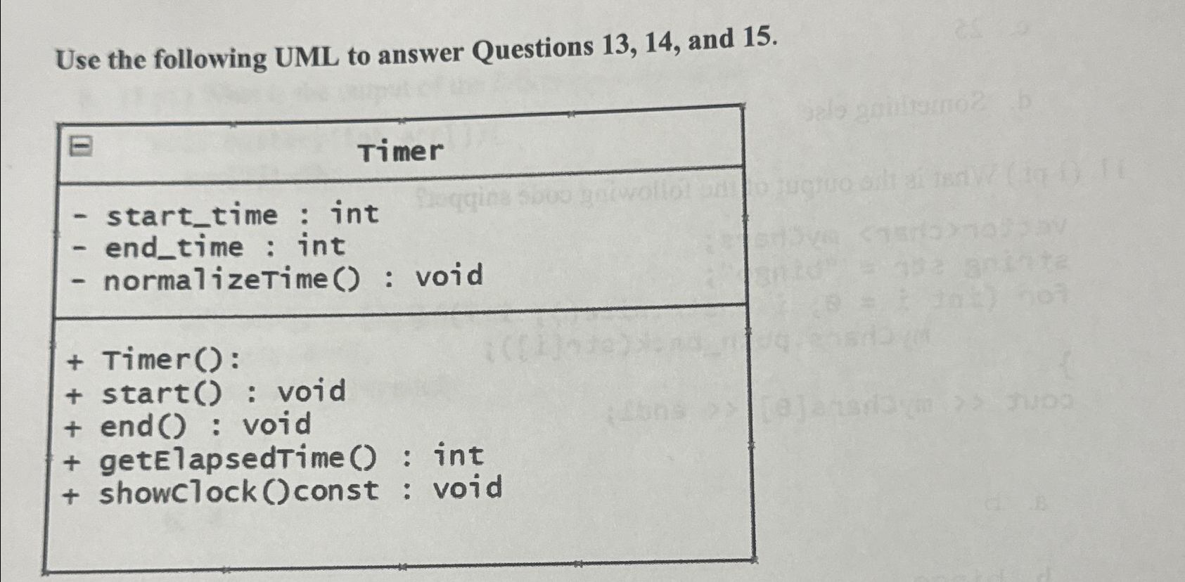 Solved Use the following UML to answer Questions 13, 14, | Chegg.com