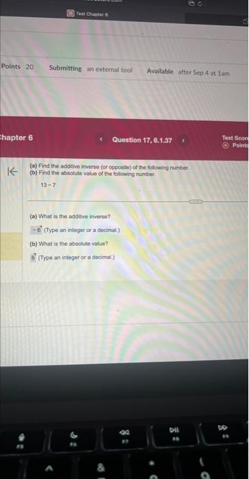 Solved (a) Find the additive inverse for opposite) of the | Chegg.com