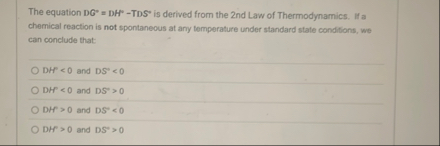 Solved The equation DG**=DH**- ﻿TDS ?** ﻿is derived from the | Chegg.com