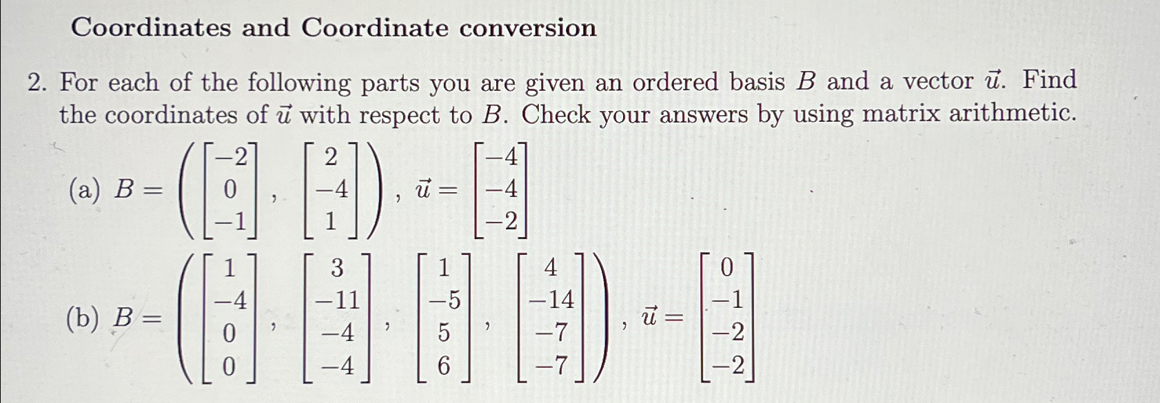 Solved Coordinates and Coordinate conversion2. ﻿For each of | Chegg.com