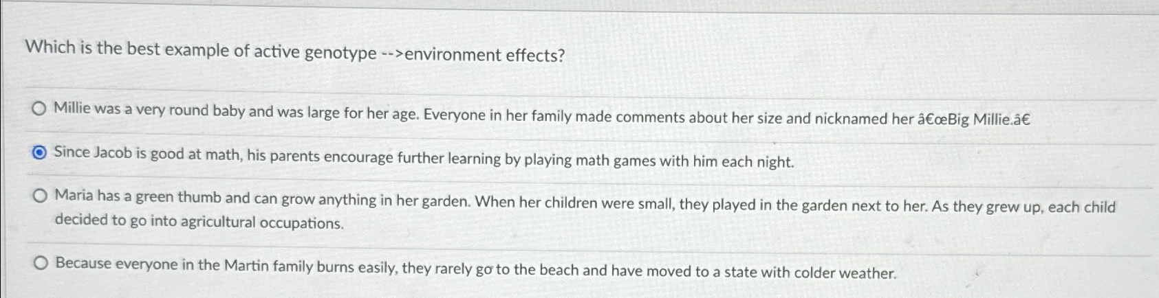 Solved Which is the best example of active genotype | Chegg.com