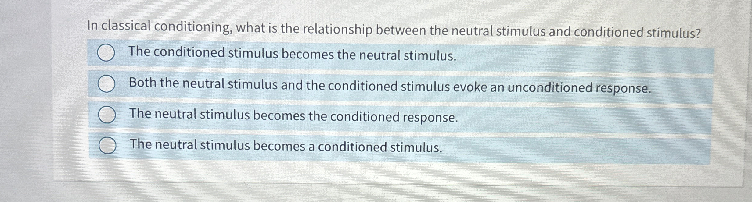 Solved In classical conditioning, what is the relationship | Chegg.com