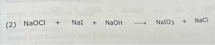 Solved NaOCl+NaI+NaOH NaIO3+NaCl | Chegg.com