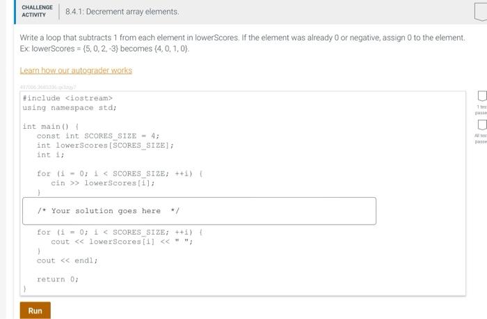 Solved Write A Loop That Subtracts 1 From Each Element In 8686