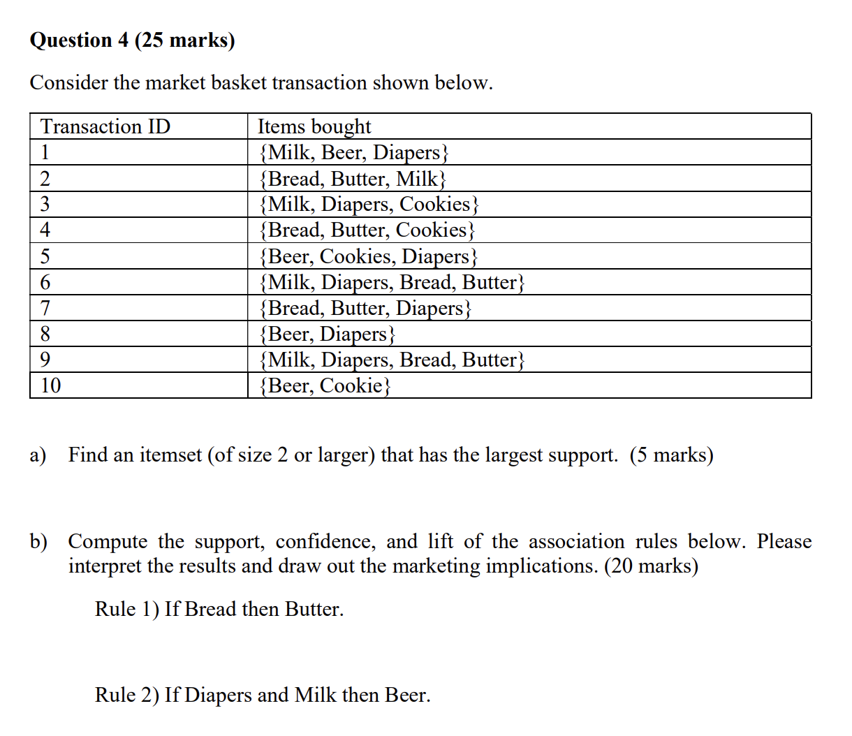 Solved Question 4 (25 marks)Consider the market basket | Chegg.com Solved Question 4 (25 marks)Consider the market basket | Chegg.com