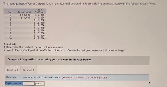 Solved Required: 1. Determine the payback period of the | Chegg.com