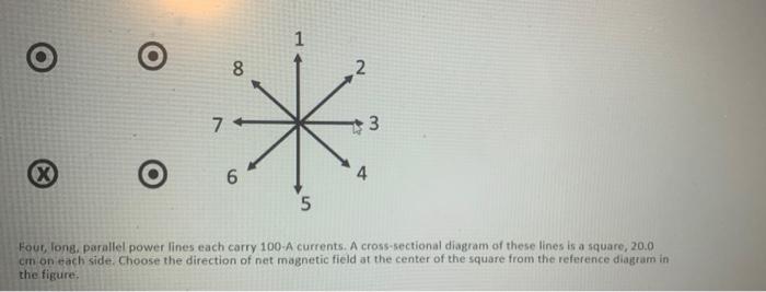 Solved 1 00 2 7. 3 6 4 5 Four, long, parallel power lines | Chegg.com