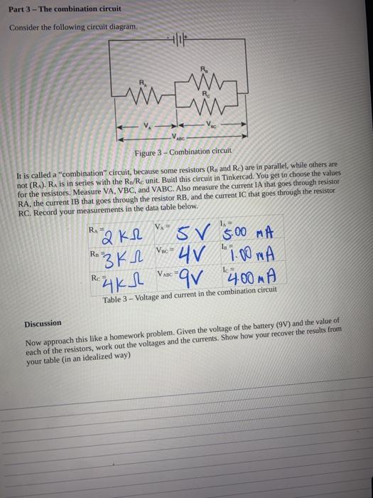 Solved Part 3 - The combination circuit Consider the | Chegg.com