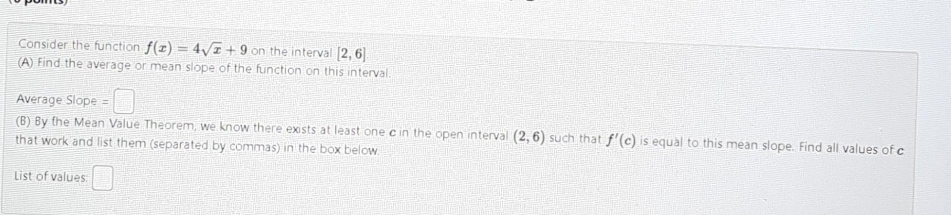 Solved Consider the function f(x)=4x+9 on the interval [2,6] | Chegg.com