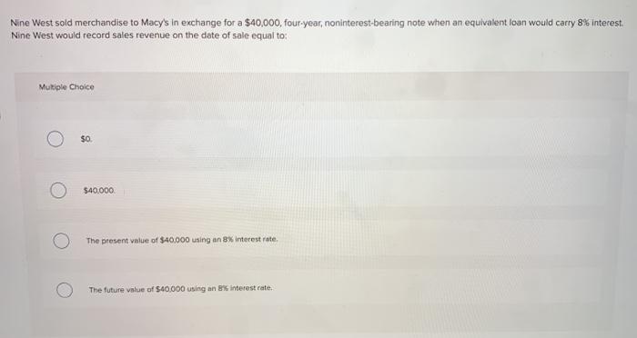 Solved Nine West sold merchandise to Macy's in exchange for | Chegg.com