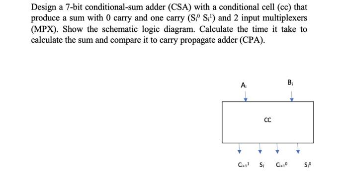 Design A 7 Bit Conditional Sum Adder Csa With A