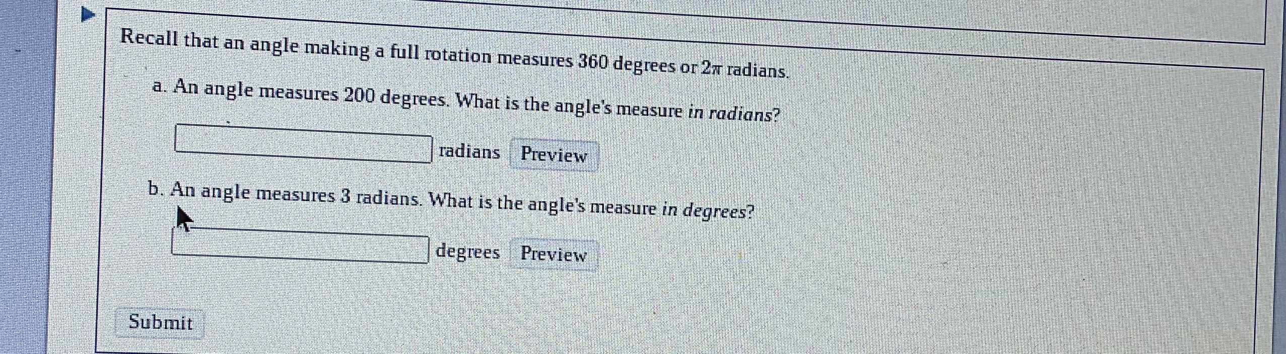 Solved Recall That An Angle Making A Full Rotation Measures