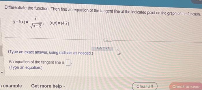 Solved Differentiate the function. Then find an equation of | Chegg.com