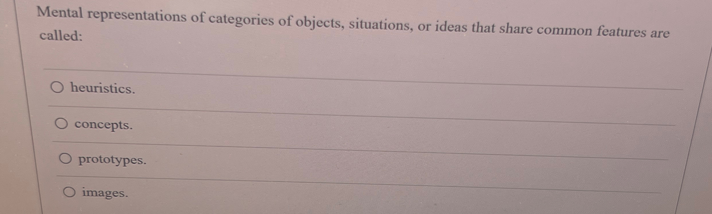 Solved Mental representations of categories of objects, | Chegg.com
