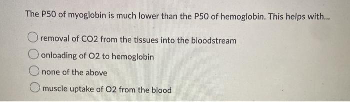 Solved The P50 of myoglobin is much lower than the P50 of | Chegg.com