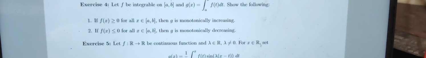 Solved Exercise 4: Let f ﻿be integrable on a,b ﻿and | Chegg.com