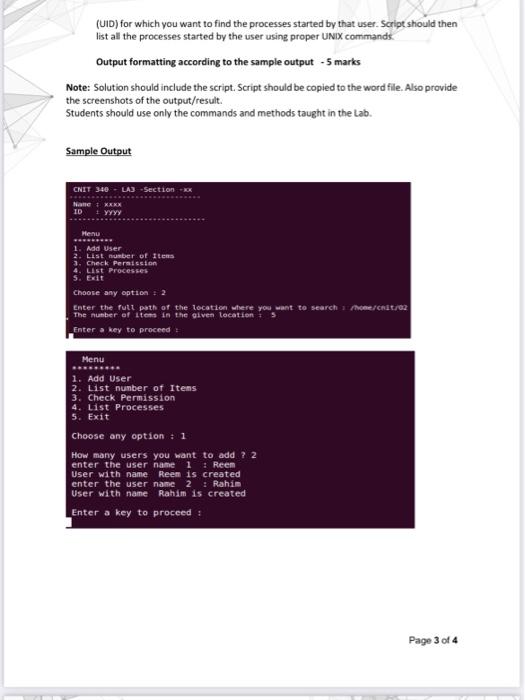 Solved Write A Bash Script To Create A Menu Driven Program