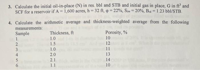 Solved 3. Calculate the initial oil-in-place (N) in res. bbl | Chegg.com