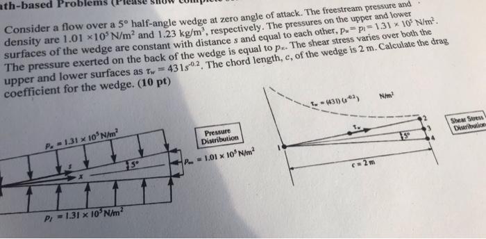 Solved Consider a flow over a 5∘ half-angle wedge at zero | Chegg.com