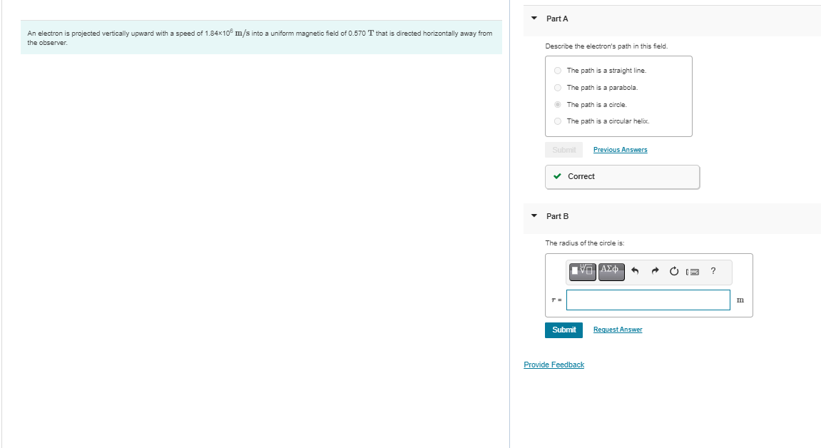 Solved An electron is projected vertically upward with a | Chegg.com
