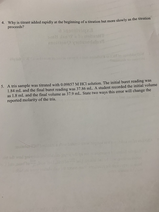 Solved 3. Aliquots of an unknown tris sample were titrated | Chegg.com