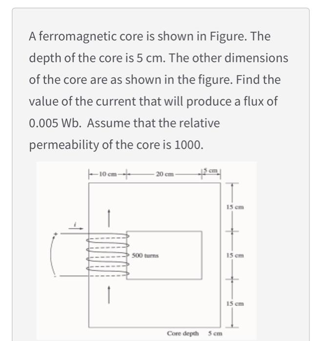 Solved A ferromagnetic core is shown in Figure. The depth of | Chegg.com