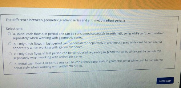 Solved The difference between geometric gradient series and | Chegg.com