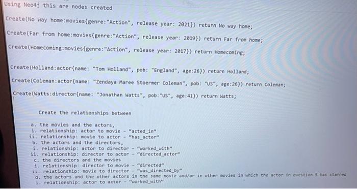 Solved Using Ne04j This Are Nodes Created Createno Way 