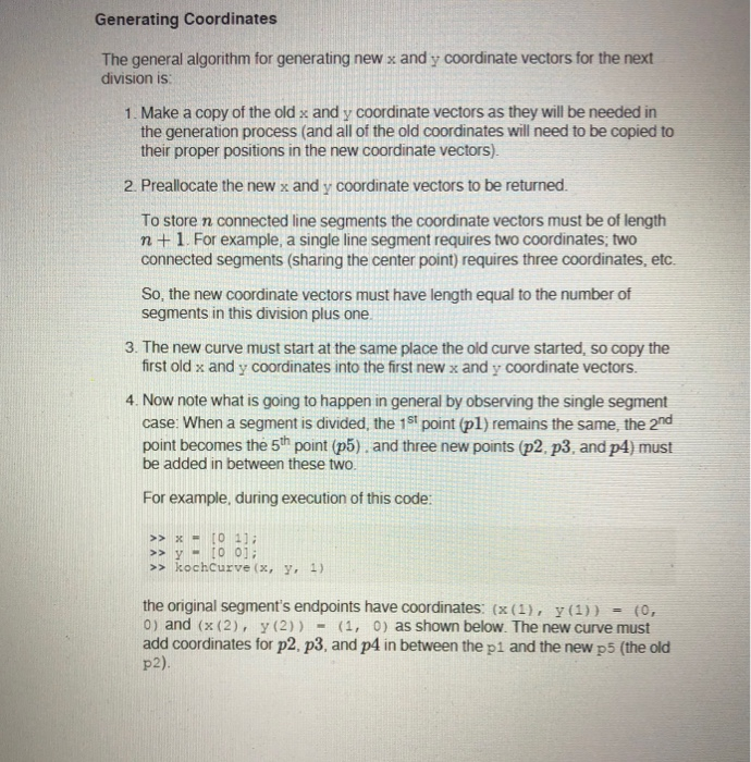 write a script to create a Koch curve. done in matlab | Chegg.com