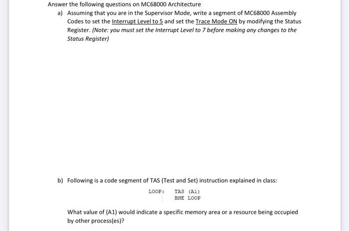 Answer the following questions on MC68000 | Chegg.com