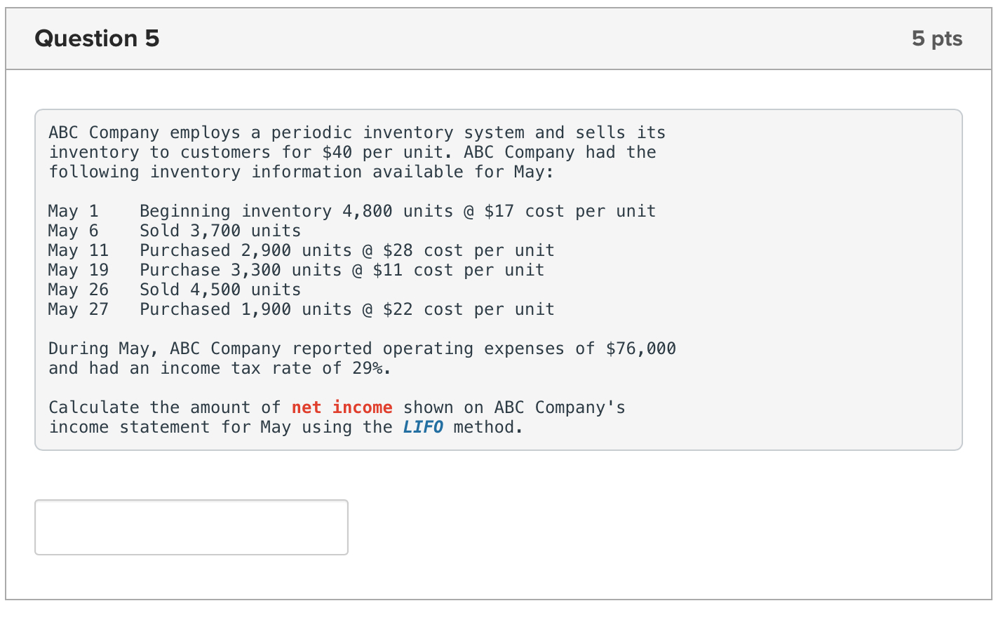 Solved Question 55 ﻿ptsABC Company employs a periodic | Chegg.com