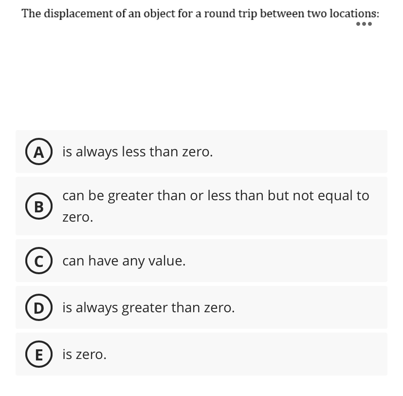Solved The displacement of an object for a round trip | Chegg.com