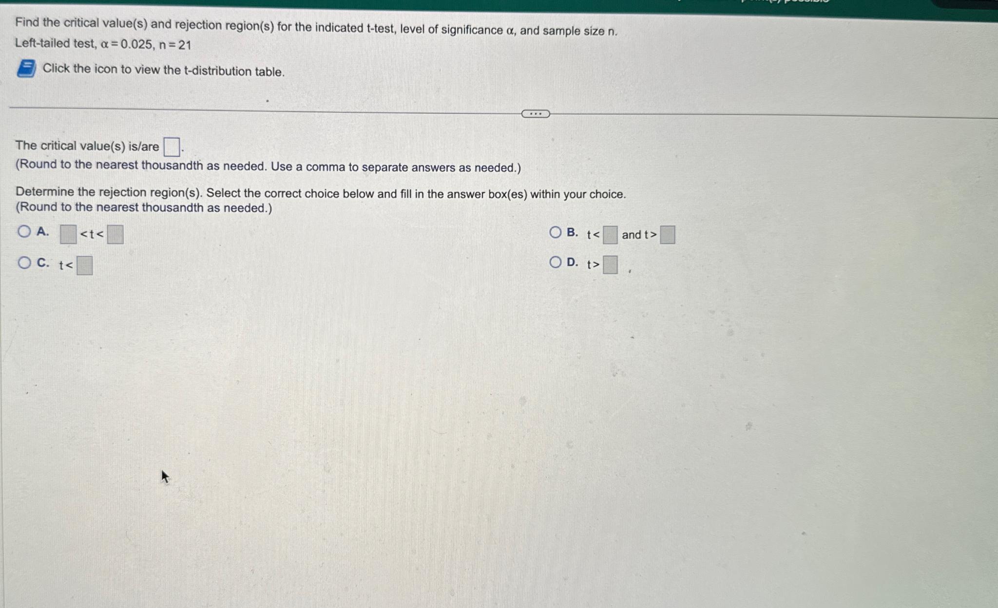 Solved Find the critical value(s) ﻿and rejection region(s) | Chegg.com