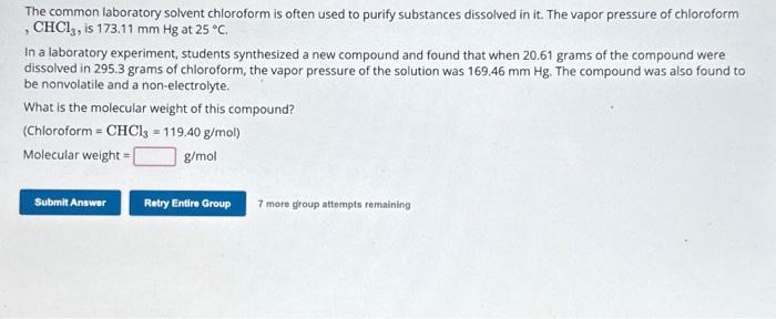 Solved The common laboratory solvent chloroform is often | Chegg.com