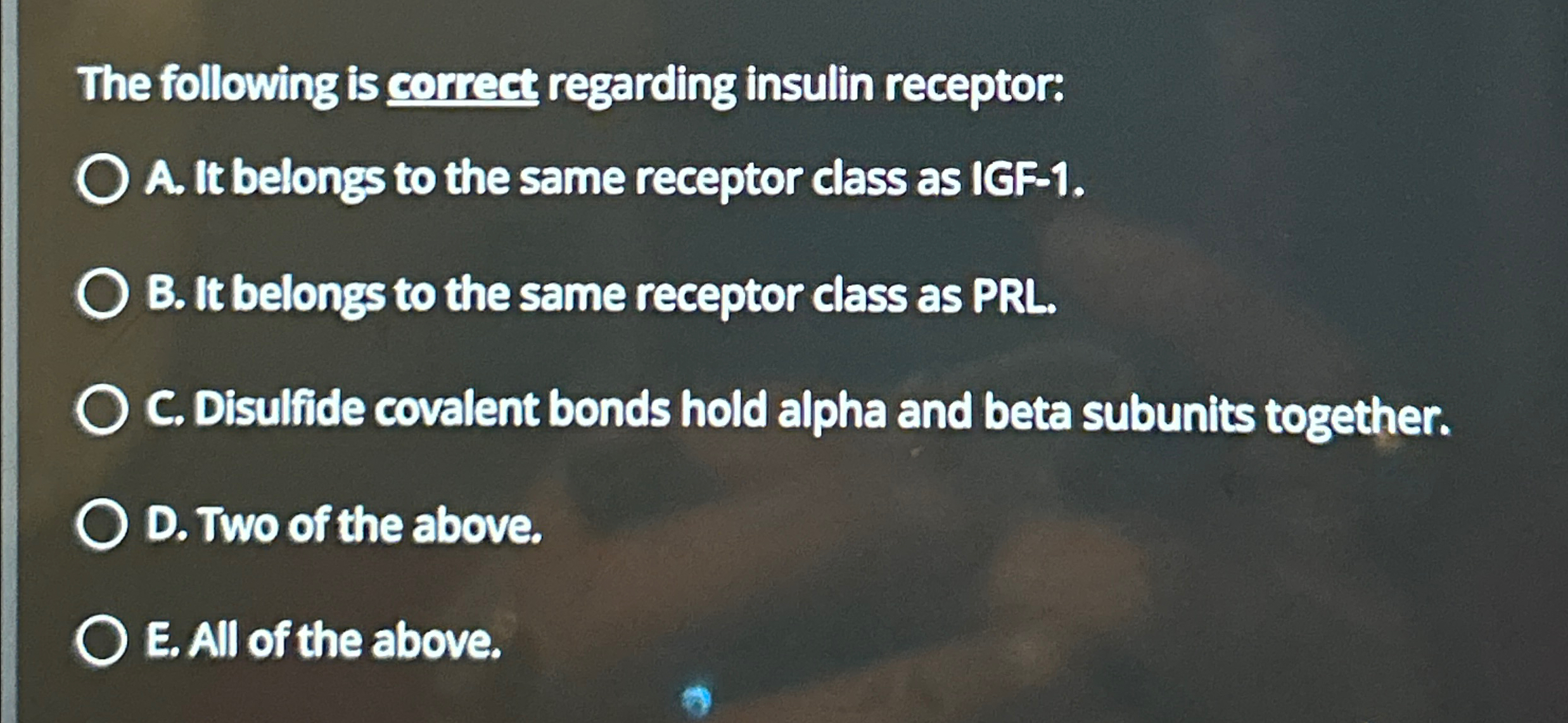 Solved The following is correct regarding insullin | Chegg.com