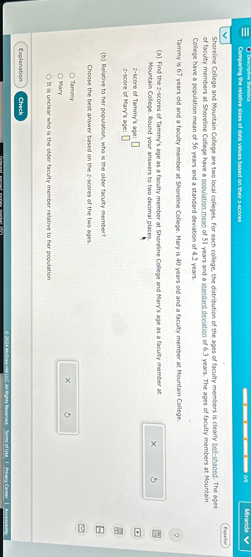 Solved Descriptive Statistics05MirandaComparing the relative | Chegg.com