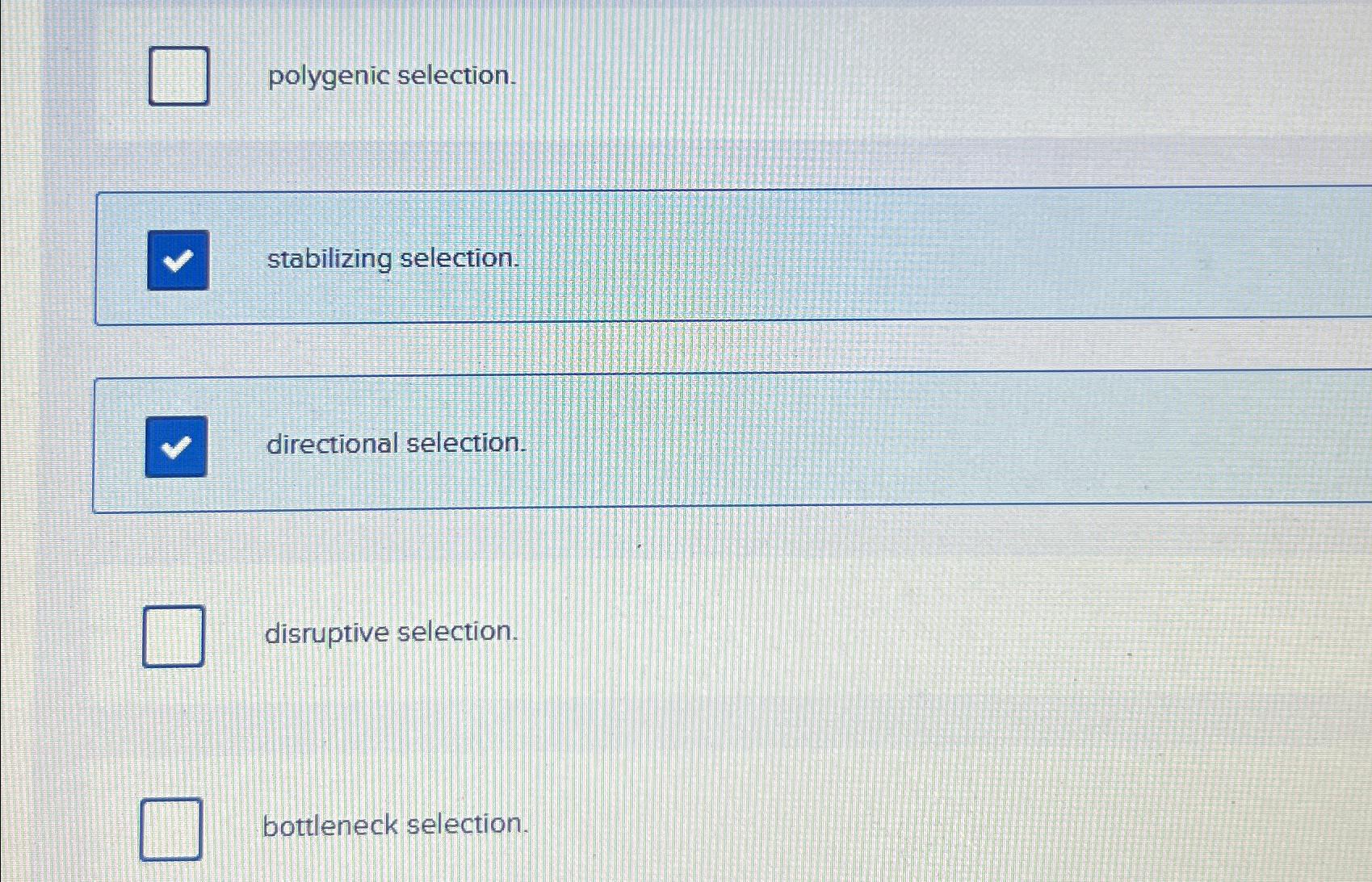 Solved polygenic selection.stabilizing selection.directional | Chegg.com
