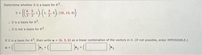 Solved Determine whether S is a basis for R3. | Chegg.com