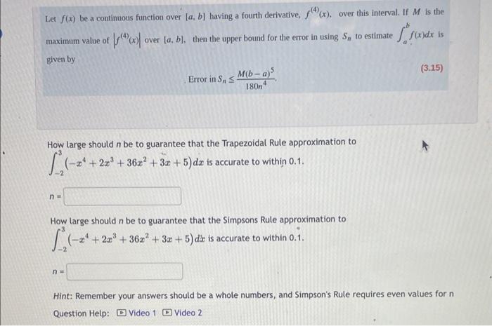 Let f(x) be a continuous function over [a,b] having a | Chegg.com