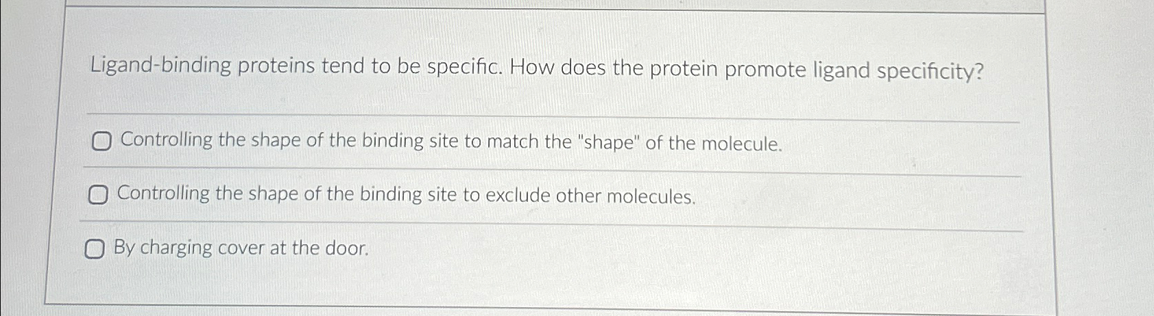 Solved Ligand-binding proteins tend to be specific. How does | Chegg.com