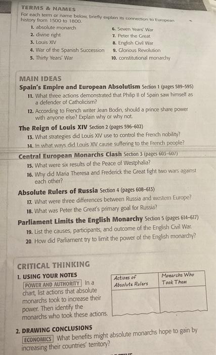 TERMS B NAMES For each term or name below, briefly | Chegg.com