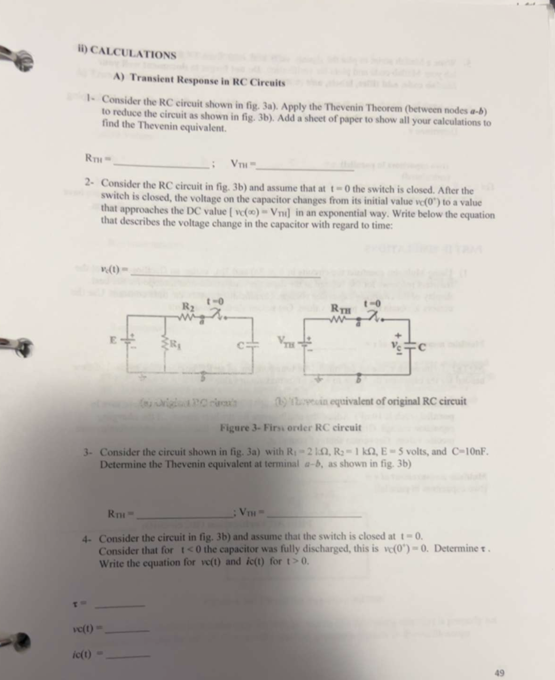 Solved 1. Consider the RC circuit shown in fig. 3a). Apply | Chegg.com