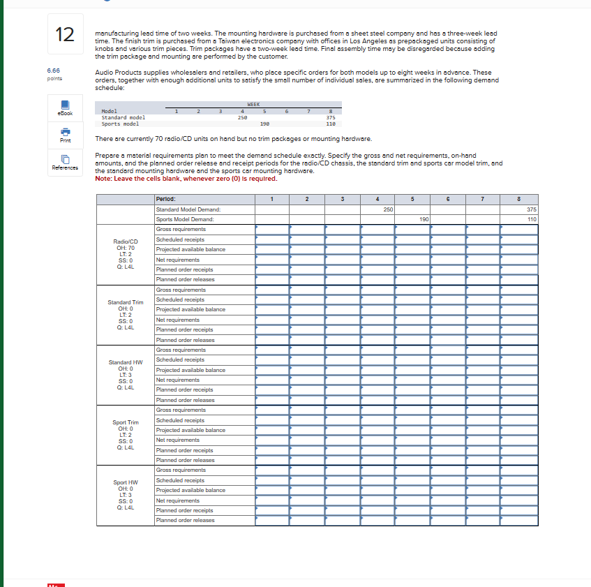 Solved 12 ﻿PLEASE ANSWER IN CHART FORMAT TO MATCH | Chegg.com