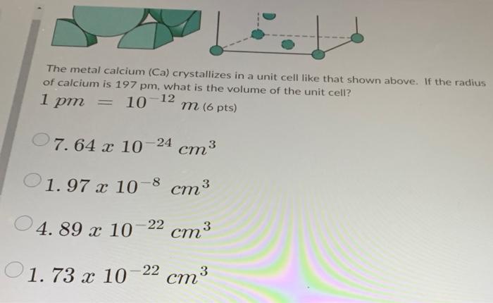 Solved The metal calcium (Ca) crystallizes in a unit cell | Chegg.com