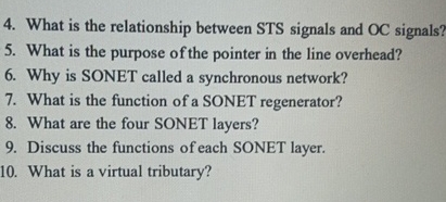 Solved 1)What is the relationship between STS signals and OC | Chegg.com