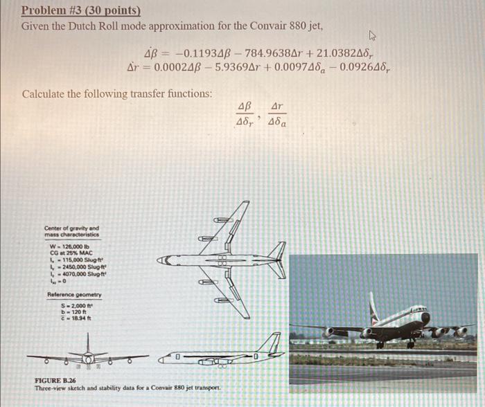 Problem \#3 (30 points) Given the Dutch Roll mode | Chegg.com
